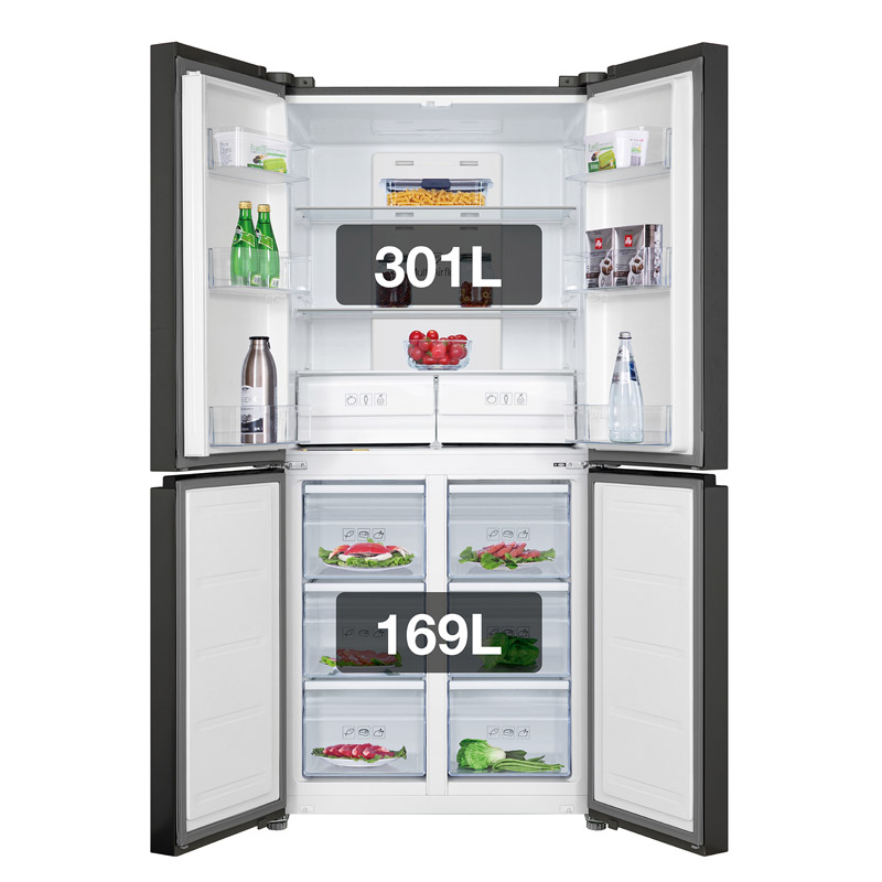 Gowan Home. TCL Free Standing 4 Door Fridge Freezer Quartz Grey